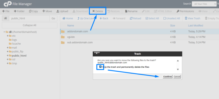 Delete folder in cPanel | SeekaHost™