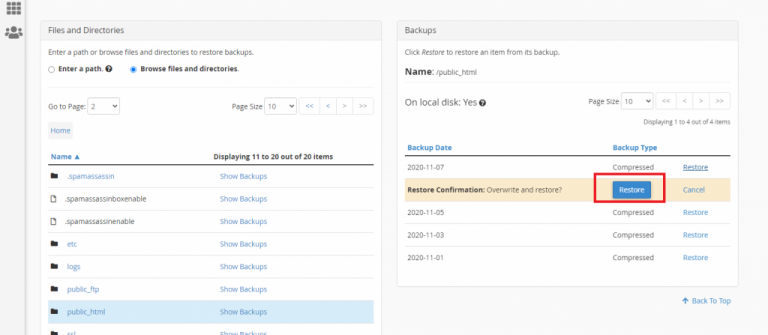 How To Restore The File And Directory Through Cpanel