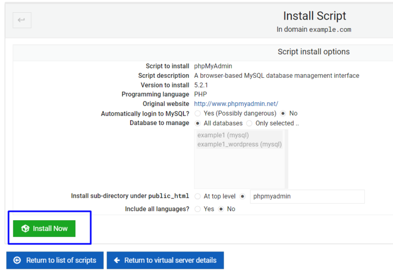 How to download and restore database backup on Virtualmin?