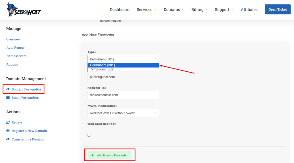 How to Set up Domain Forwarding in SeekaHost | SeekaHost™